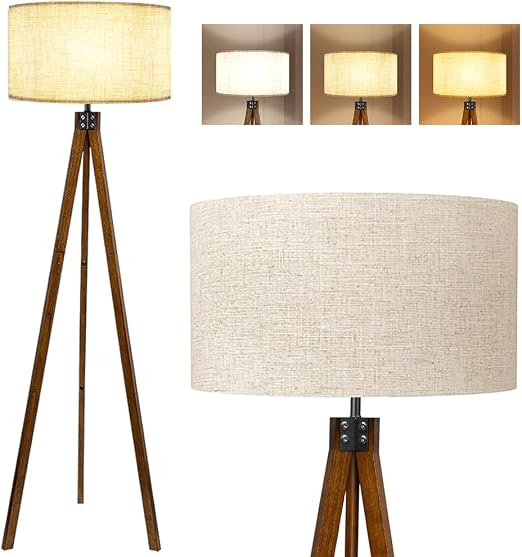 Clora Wood Tripod Floor Lamp Mid Century Standing Lamp Modern Design ...