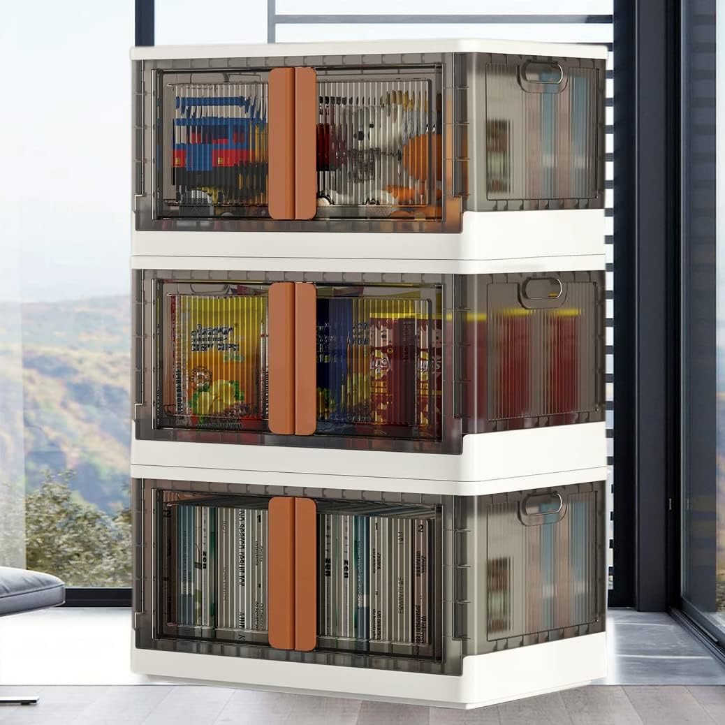 Storage Bins with Lids-76Qt Collapsible Storage Bin with Double Door,3 ...