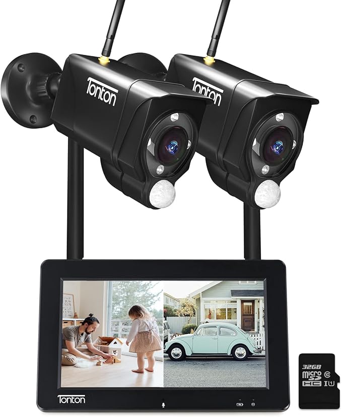 Tonton 3MP Portable LCD Home Security Camera System Wireless with 7 ...
