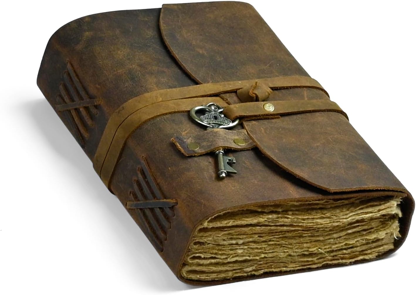 Vintage Leather Journal – 200 Handmade Vintage Deckle Edge Paper ...