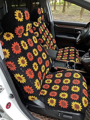Amazon.com: YDMZZB Car Seat Covers,Handmade Crochet Front Car Seat ...