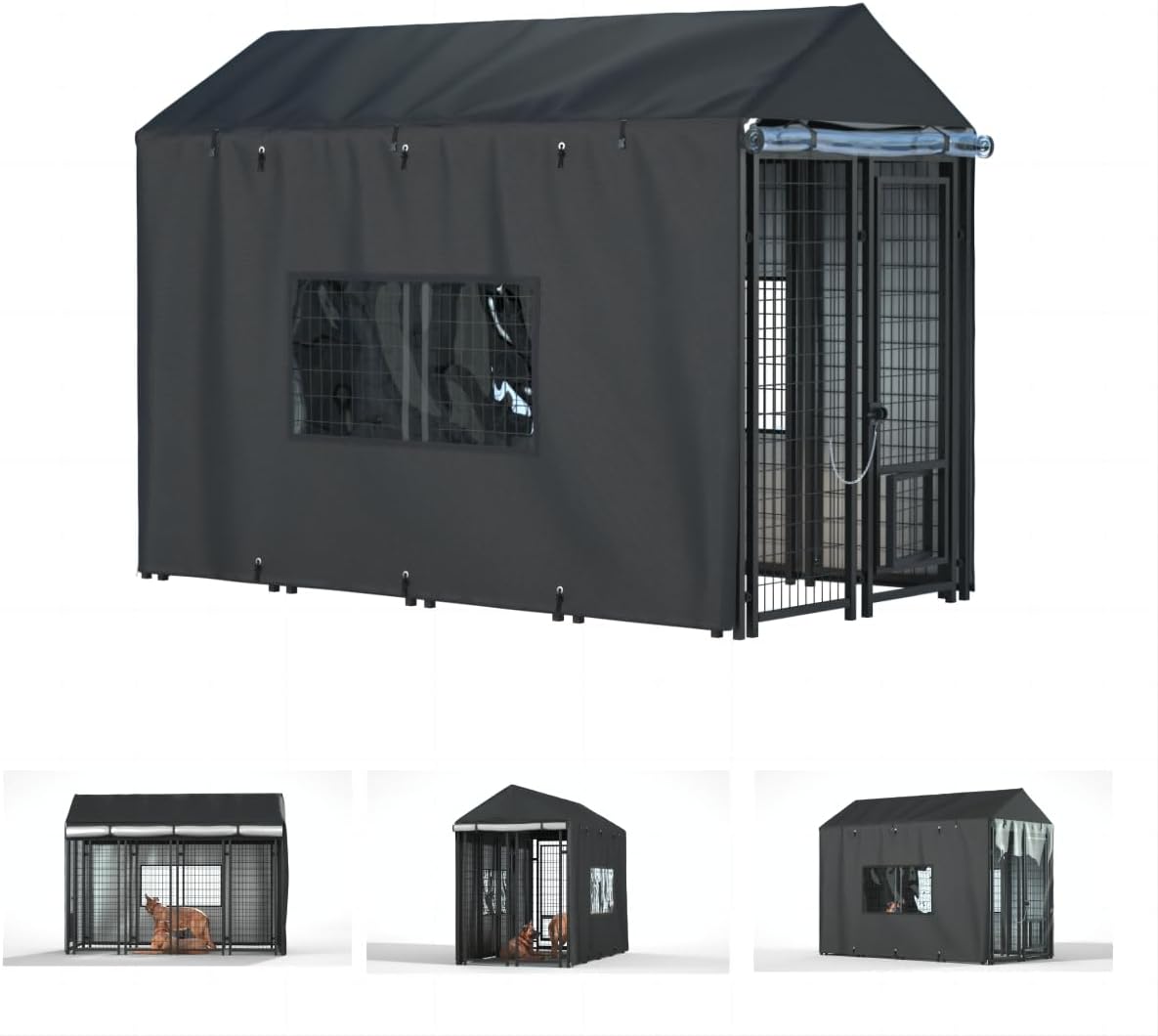 Amazon.com : LYBOSH Outdoor Dog Kennel Cover - Full Coverage for 8.1 ...
