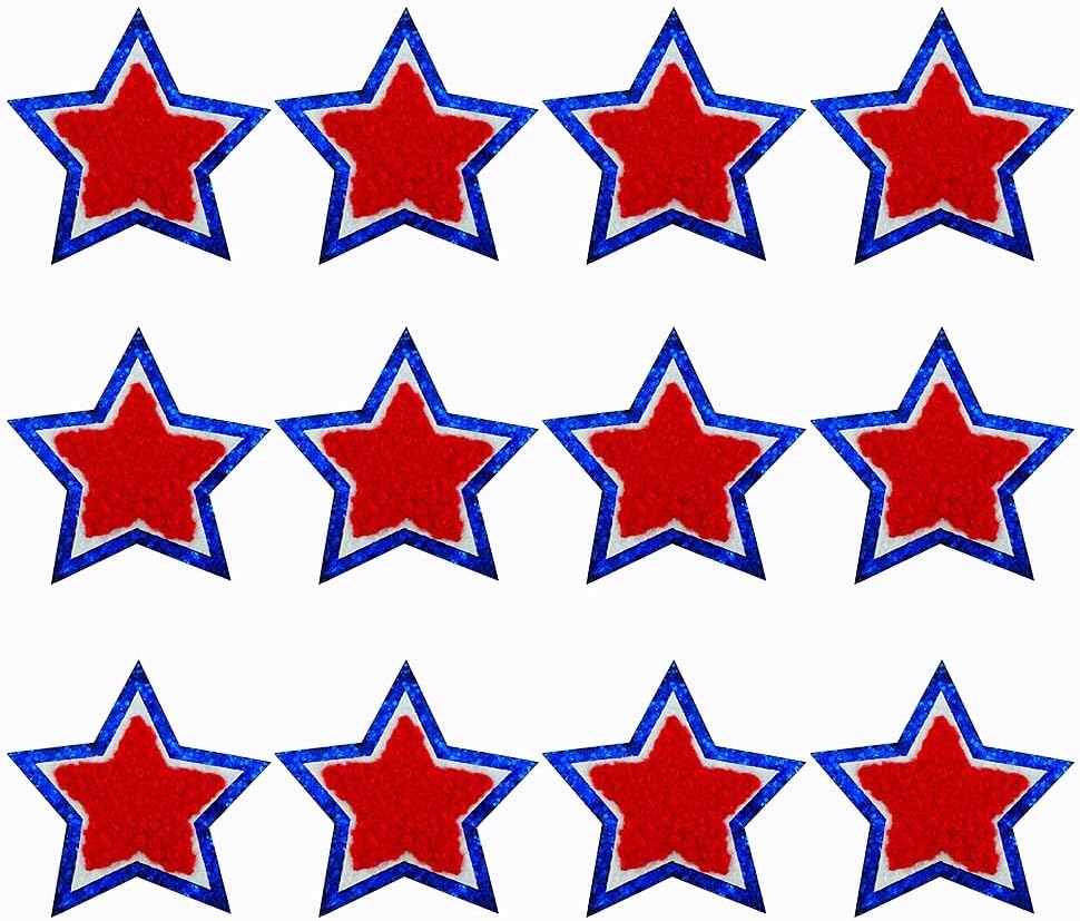 Amazon.com: FAZHBARY 12 PCS Star Patches Star Iron On Patches Chenille ...