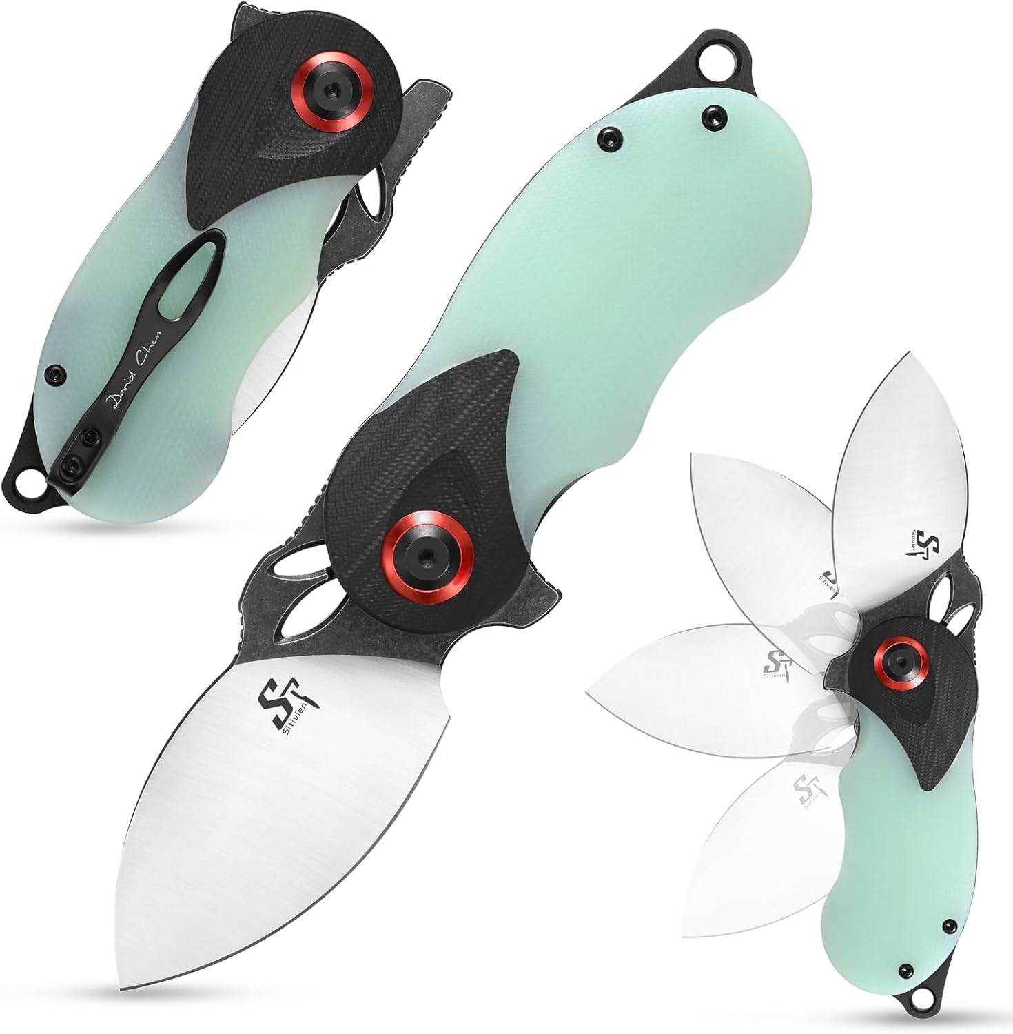 Amazon.com : Sitivien ST159 Folding Knife,K110 Steel Blade with G10 ...