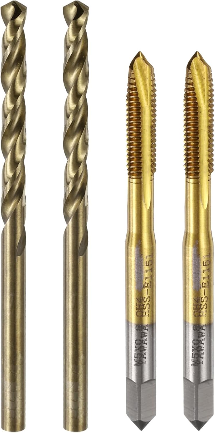 uxcell Metric Tap & Drill Bit Set, 2pcs M5 x 0.8 Spiral Point Thread ...