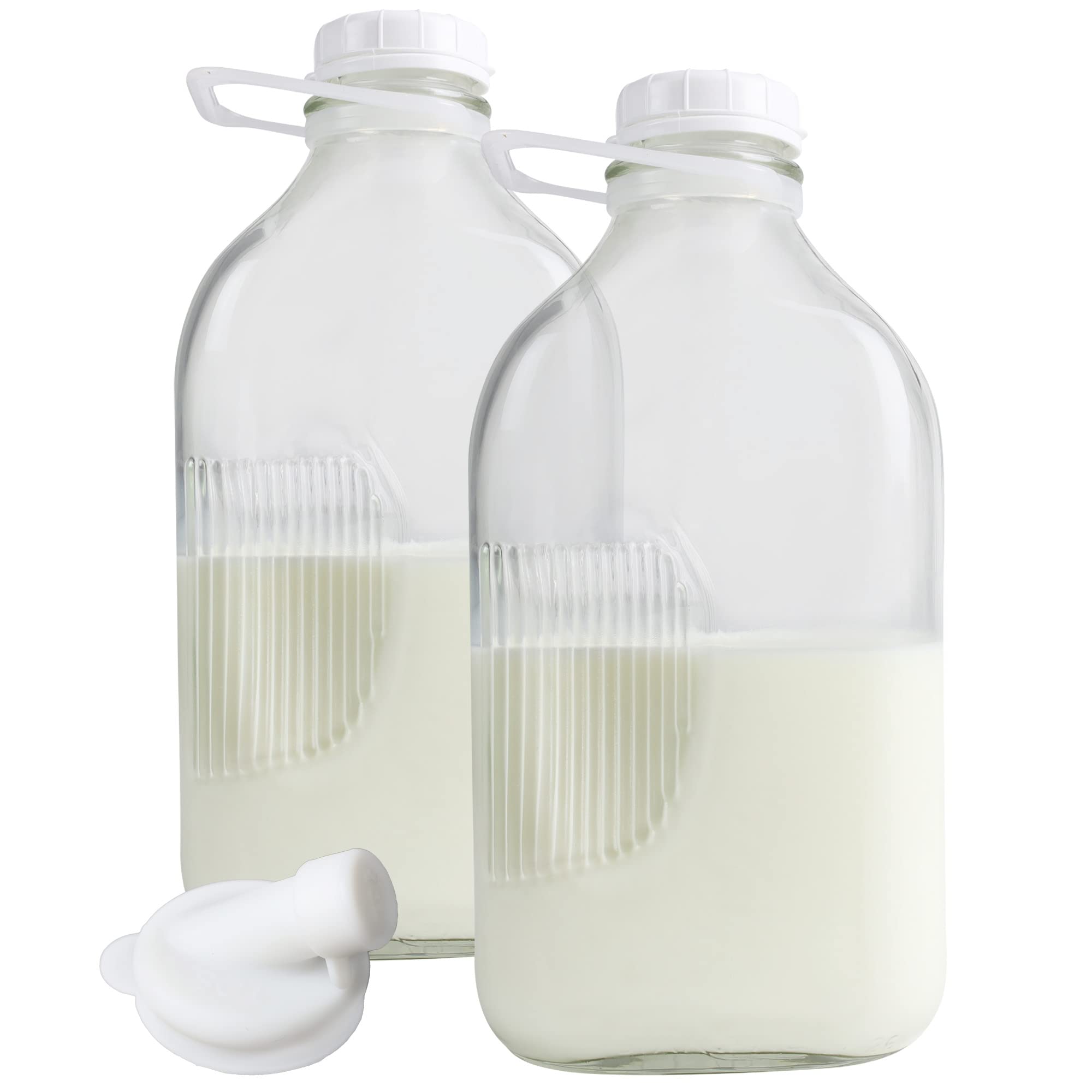 The Dairy Shoppe Heavy Glass Milk Bottles 2 Quart (64 Oz) Jugs for sale ...