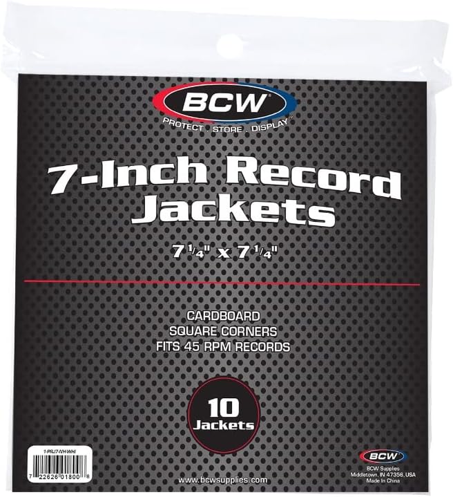 Amazon.com: BCW 7 Inch Record Paper Jacket - No Hole - Black (10 CT ...