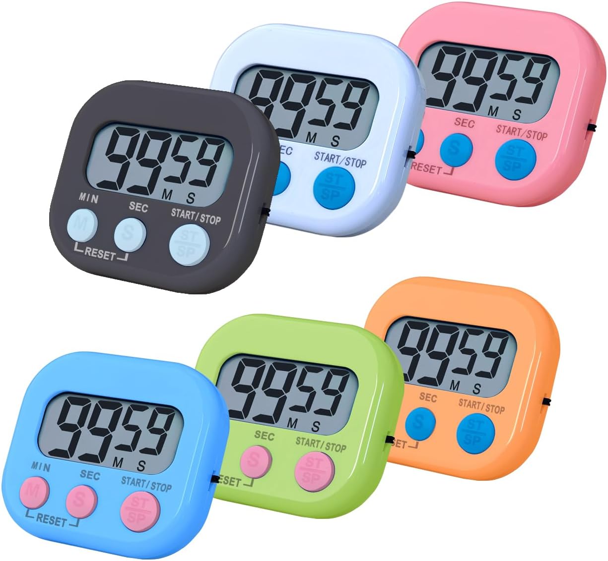 Amazon.com: 6 Pack Digital Kitchen Timer Magnetic Digital Timer Countdown Timer Kitchen ...
