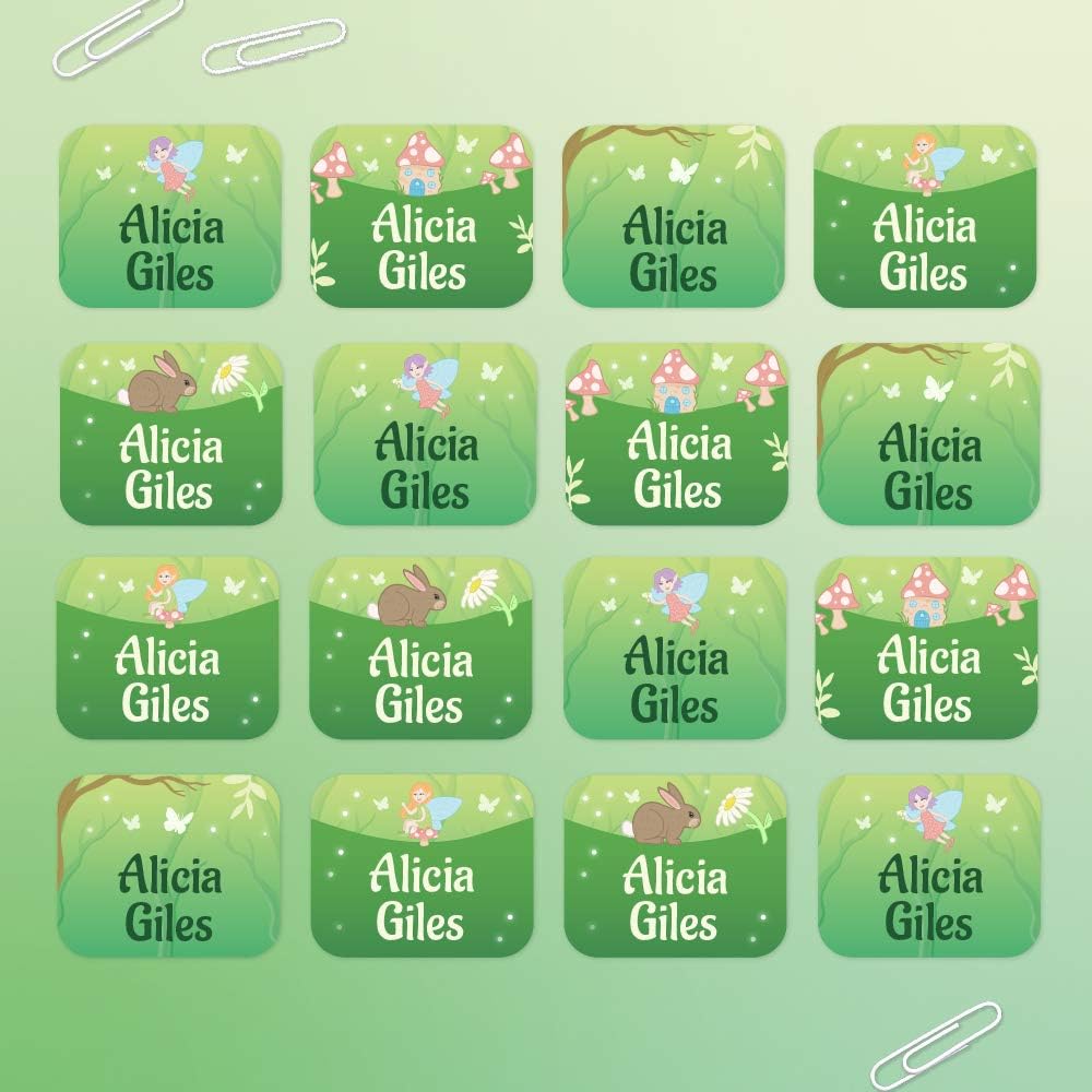 60 Washable Stick on Clothing Name Labels - No-Iron Stickers for School ...