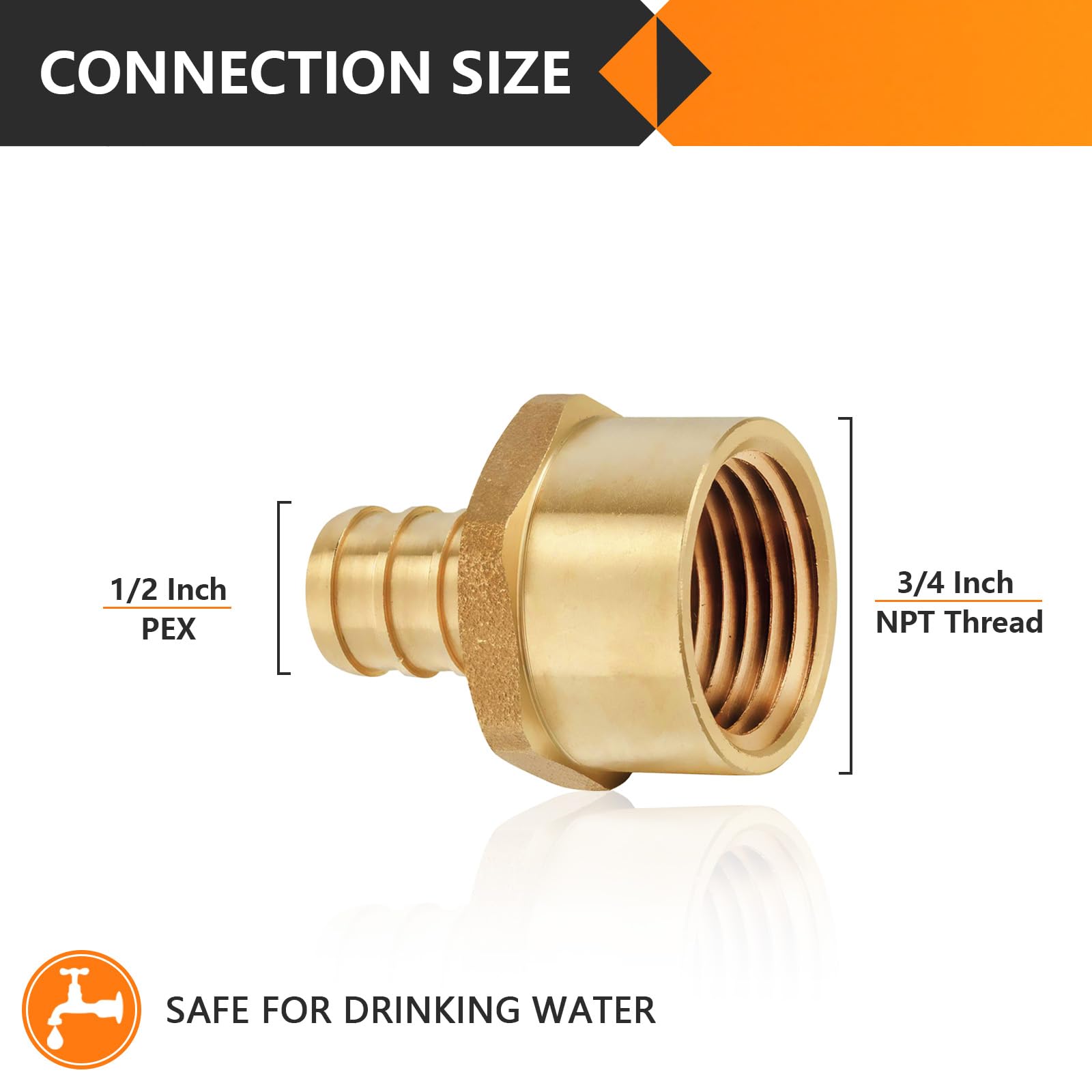 Snapklik.com : 10-Pack PEX Fittings, 1/2" PEX X 3/4" Female NPT, Brass ...