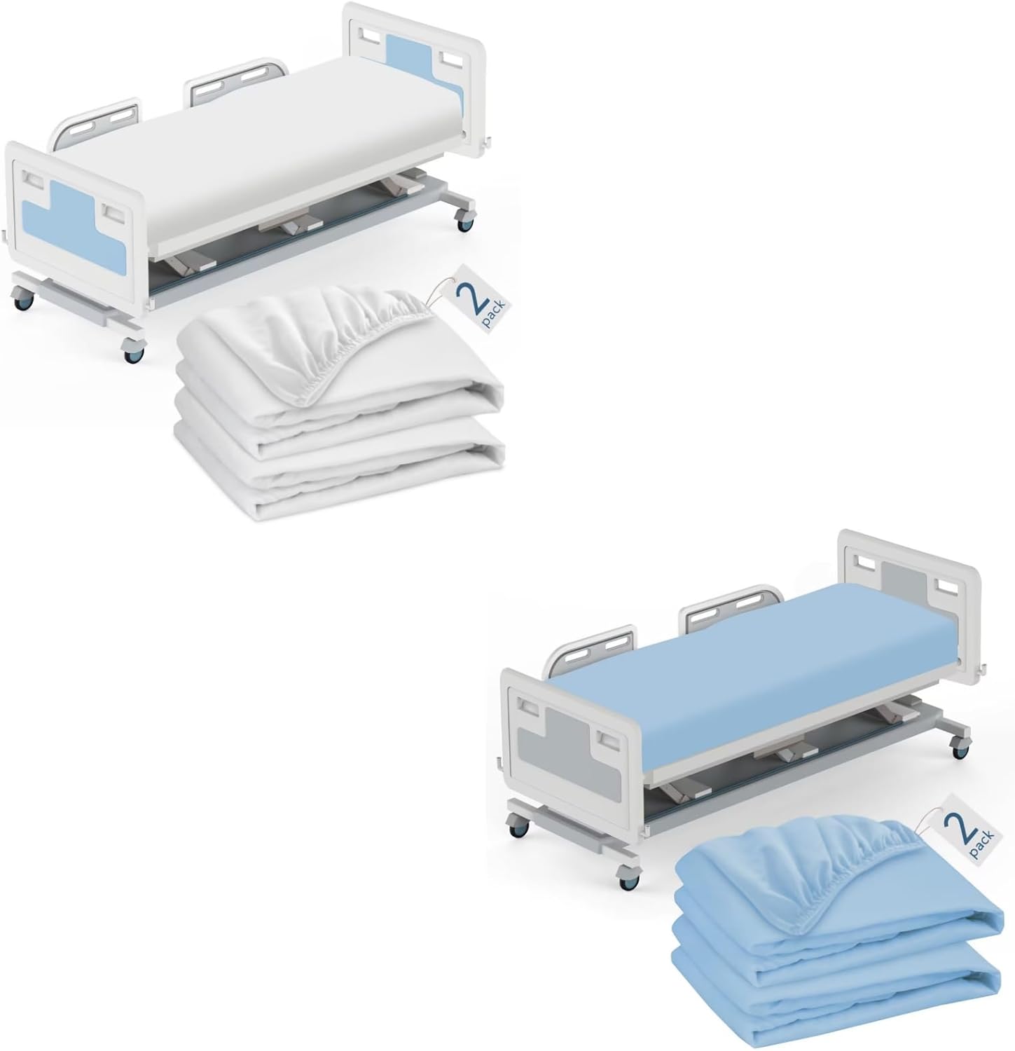 Amazon.com: 2 Pack Hospital Bed Sheets 36" x 80" x 9", Hospital Bed ...