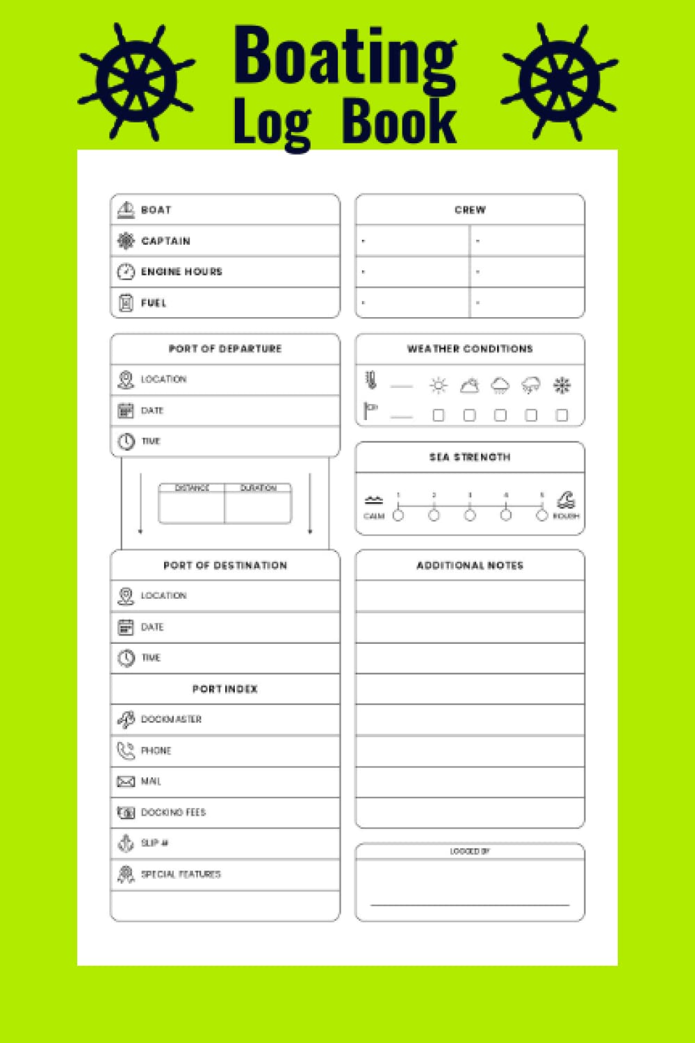 Boating Log Book: Captains Skippers Log Book , Ship's Log Book To ...