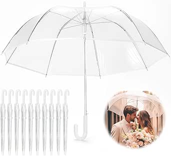 Amazon.com: Leemeexaa 10 Pcs Clear Umbrellas Wedding bulk, Transparent Umbrellas, Windproof ...