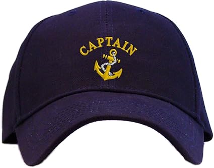 Captain with Ships Anchor Embroidered Baseball Cap - Navy at Amazon Men ...