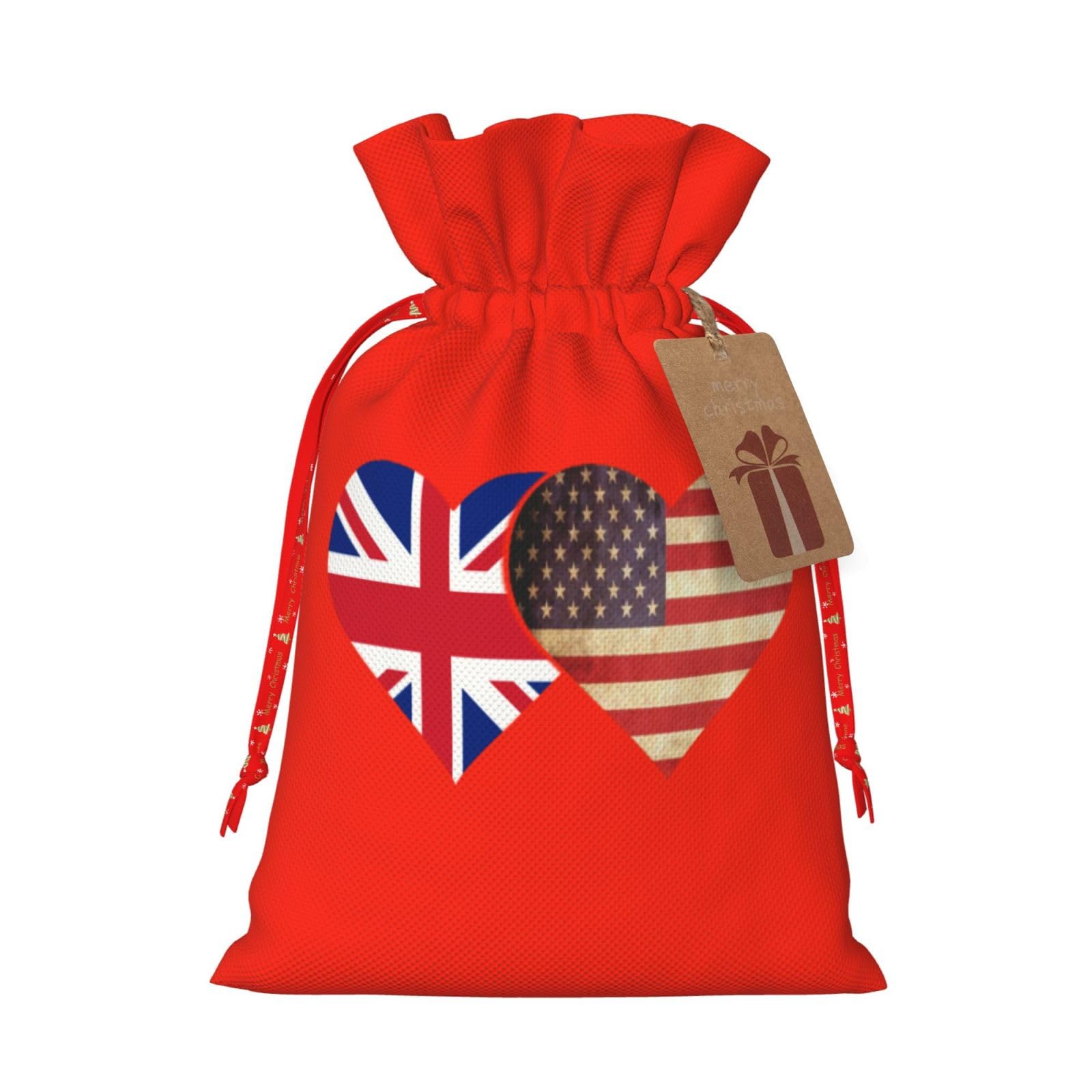 Amazon.com: British Flag And American Flag Christmas Gift Bags Holiday ...