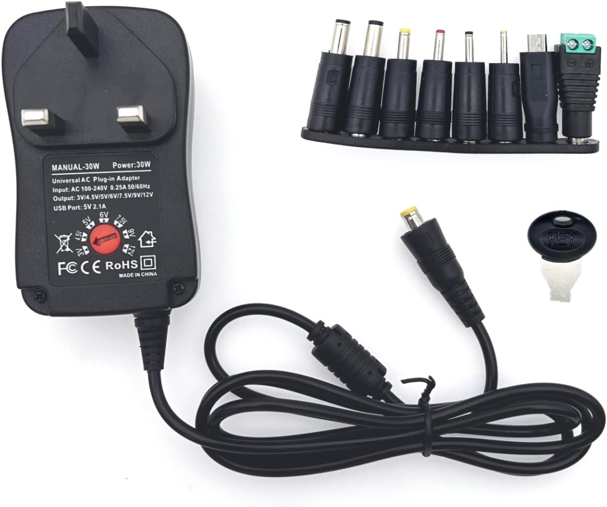 JZK 30W Universal power supply adapter charger AC 100V-240V to DC 3V 4.5V 5V 6V 7.5V 9V 12V with ...
