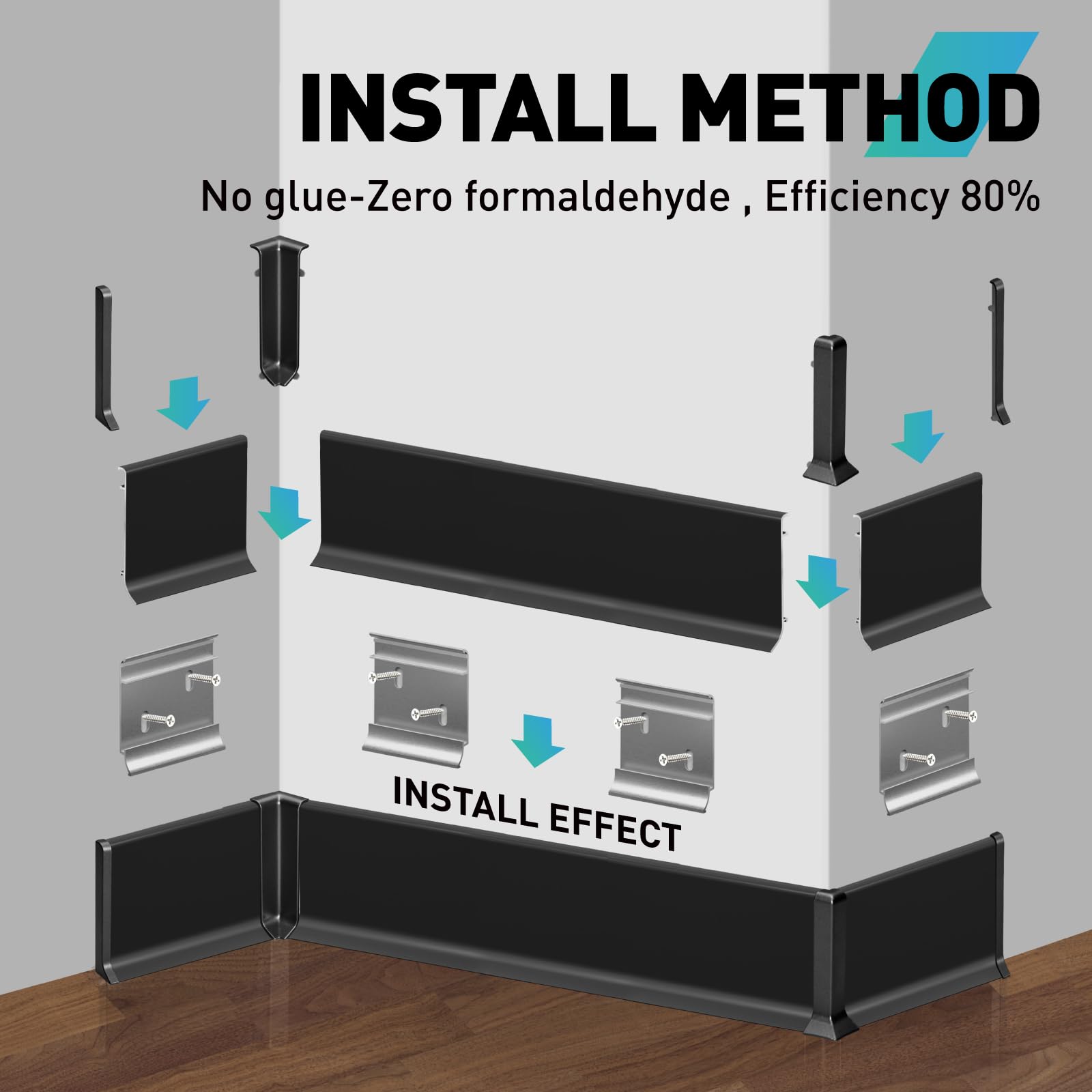 Snapklik.com : 5 Pack Baseboard Trim, 2.3 Inch X 20.5 Feet Black ...