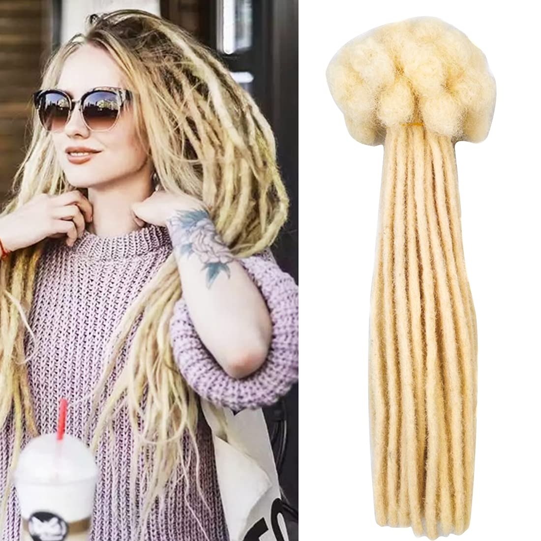 1 x Brand New 14inch 30 Strands Real Human Hair Dreadlocks Extensions ...