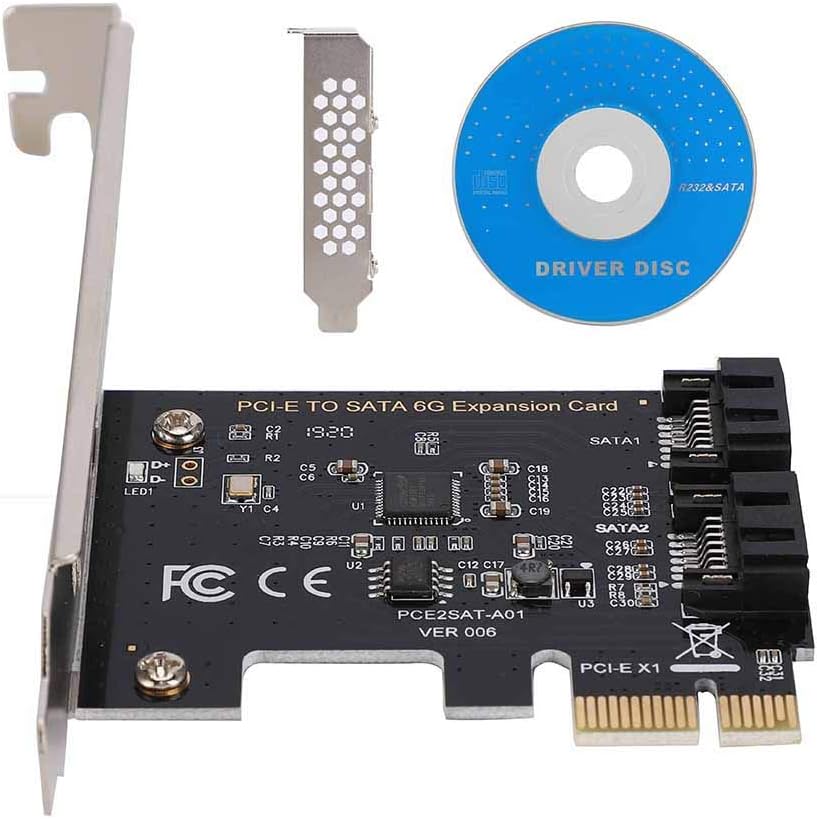 PCI-E SATA Card, 2 Port PCI Express to SATA 3.0 6Gbps SATA Controller ...
