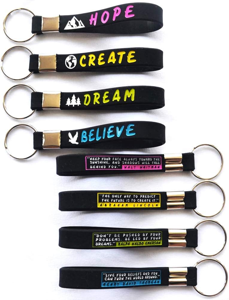 Amazon.com: (12-Pack) Inspirational Quote Keychains- Motivational Key ...