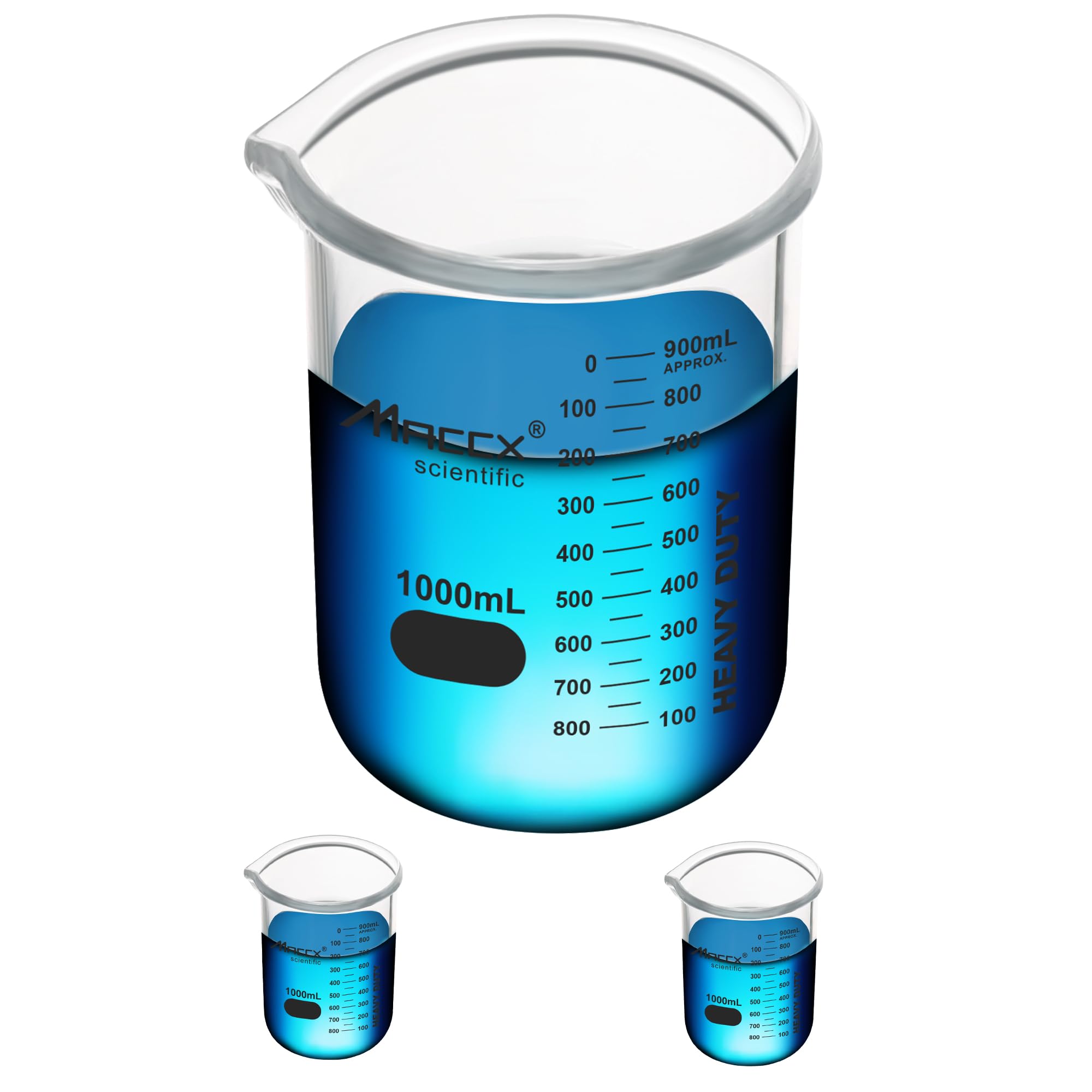 Amazon.com: Maccx 34oz(1000ml) Sturdy Glass Beaker Set, Heavy-Duty 1L ...