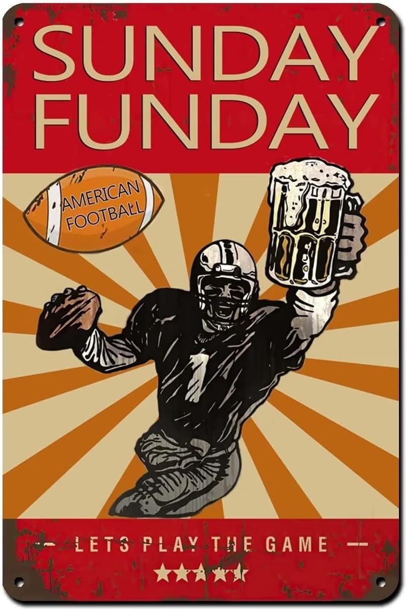 Amazon.com: American Football Tin Sign, Player Playing Football Sunday ...