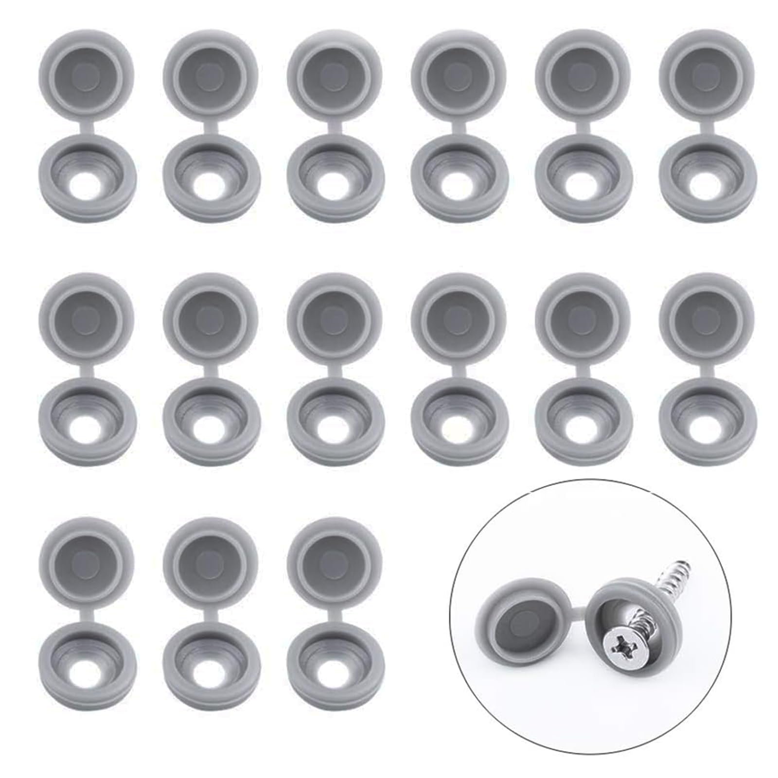 Amazon.com: INCREWAY Screw Covers, 100pcs Gray Plastic Screw Cap Hinged ...
