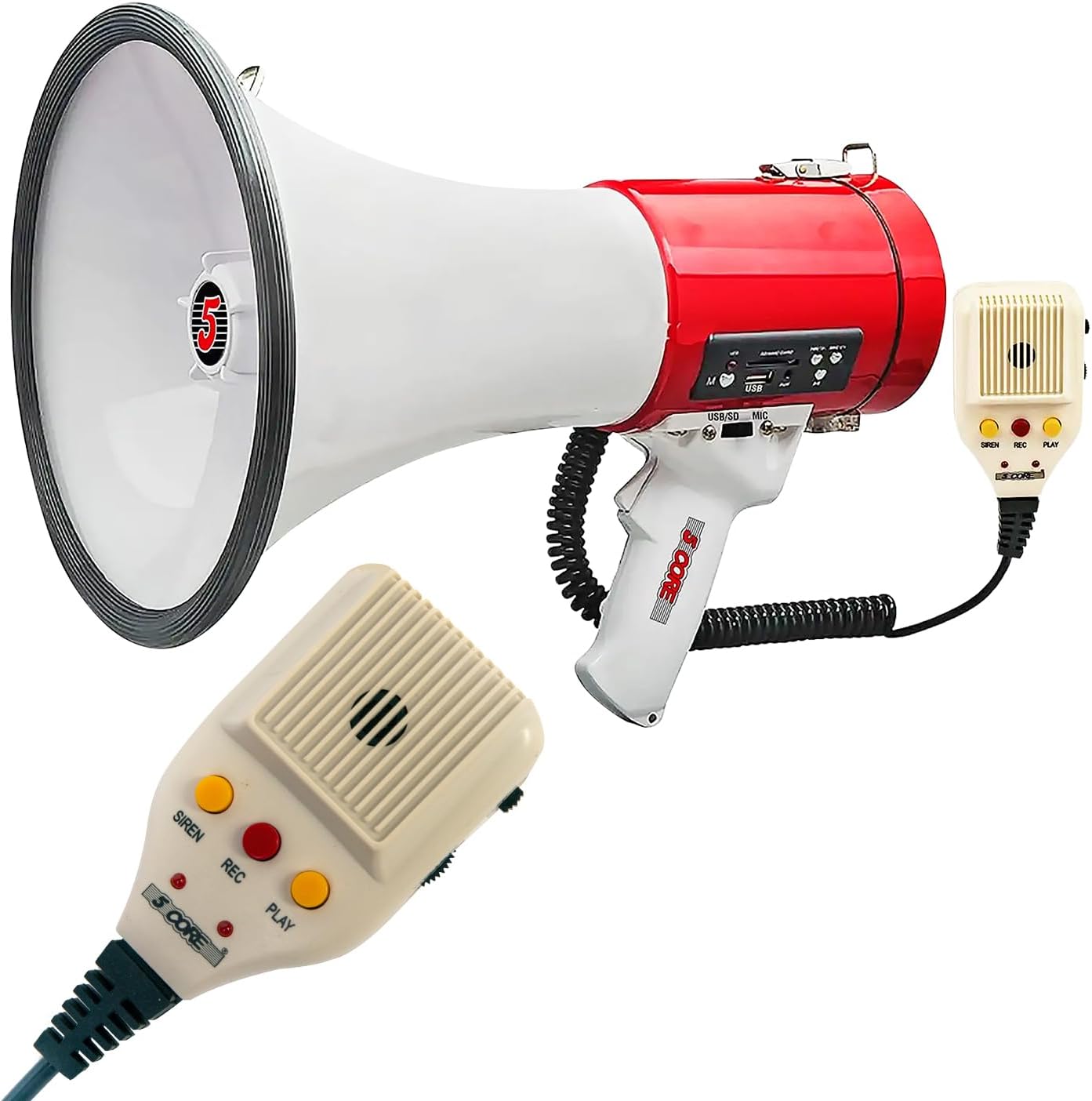 Amazon.com: 5 CORE Megaphone Bull Horn 50W Rechargeable Loud Siren ...