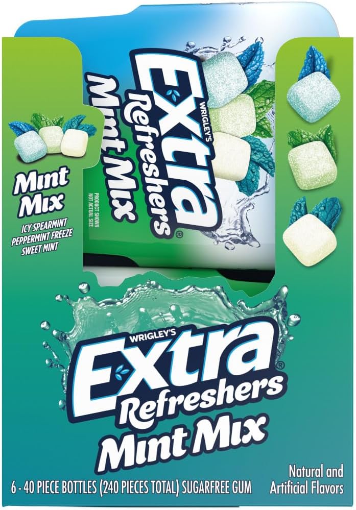 Amazon.com : EXTRA Refreshers Mint Mix Gum, 3.21-Ounce 40-Piece Bottle ...