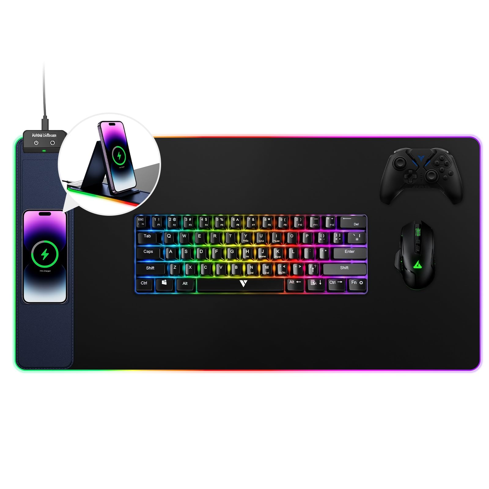 Amazon.com : Wireless Charging Mouse Pad 15W - RGB Gaming Mouse Pad ...