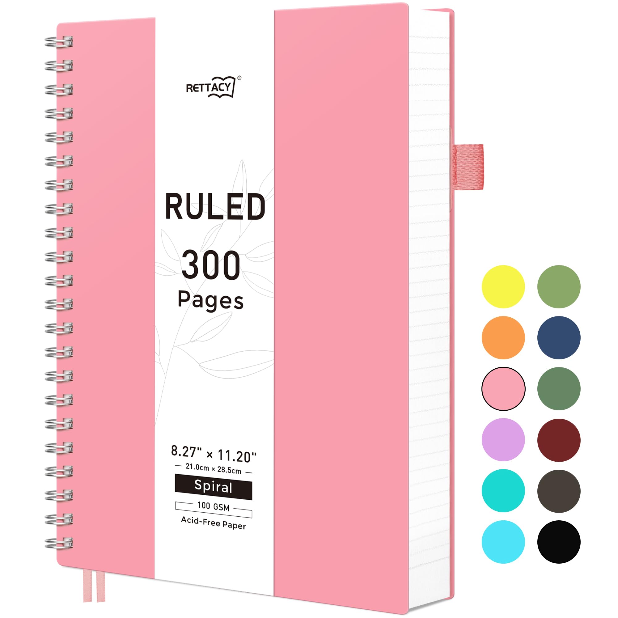 RETTACY A4 Notebook, Notepad, Wirebound Spiral Notebooks 300 pages/150 ...
