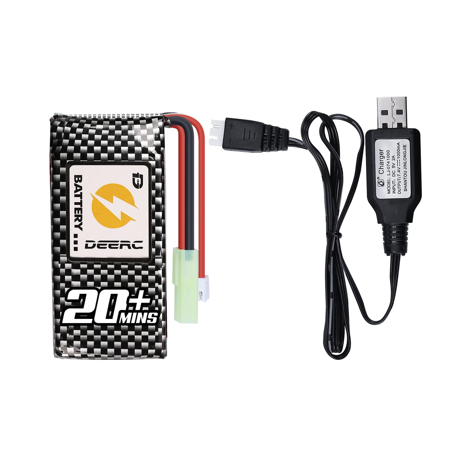 DEERC Original 7.4V 1200 mAh Battery and Charger for 300E 302E ...