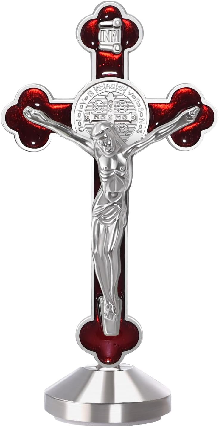 Amazon.com: 2Pcs 3 Inch Alloy Enamel Saint Benedict Standing Crucifix ...