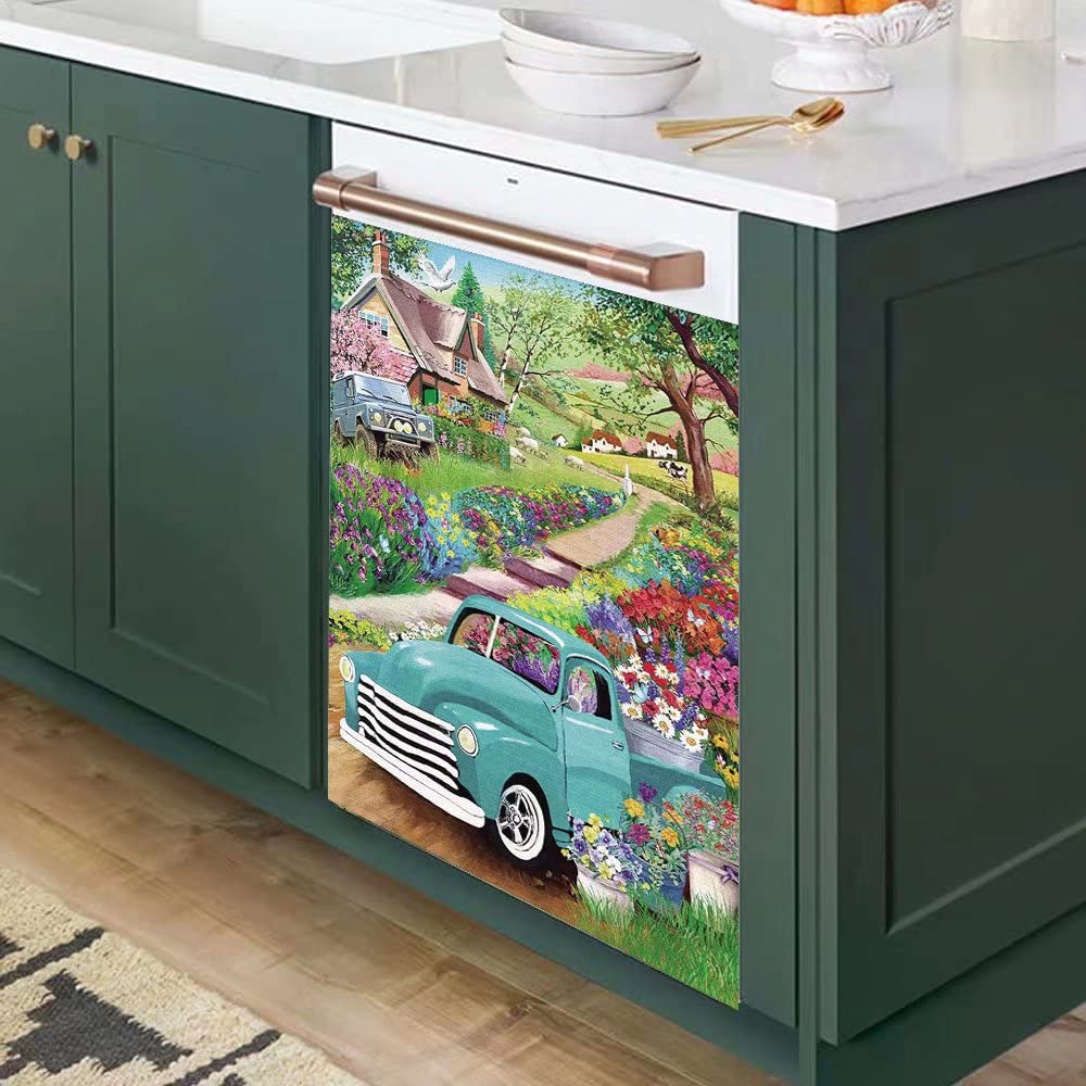 Kitchen Spring View Dishwasher Front Cover Magnetic Sticker ...