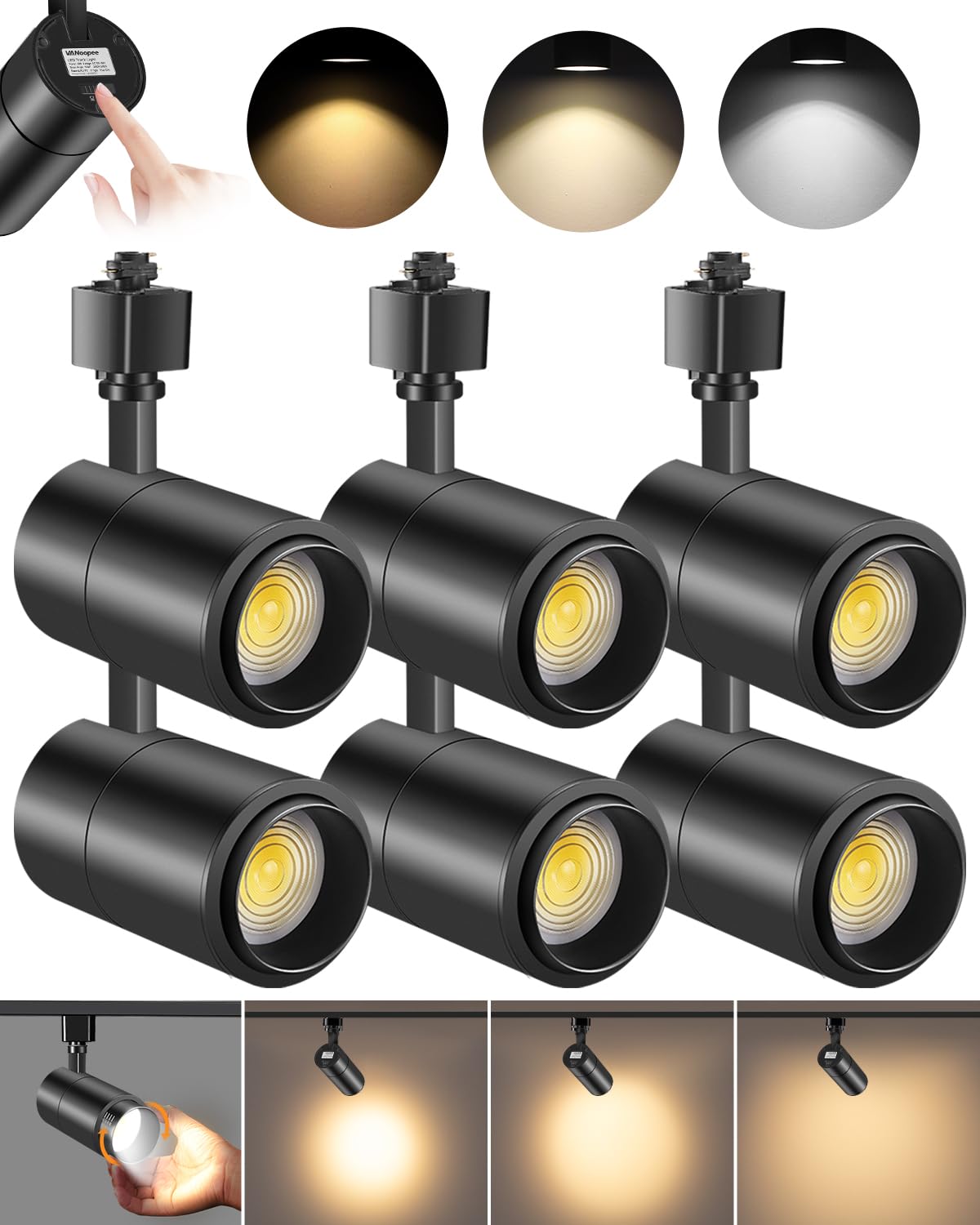Snapklik.com : VANoopee 3-Color Zoomable 20W LED Track Lighting Heads H ...