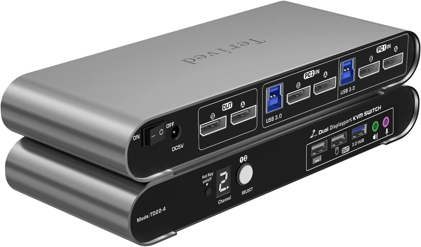 Amazon.com: CKLau 4Kx2K@60Hz 4 Port Quad Monitor KVM HDMI Switch with ...