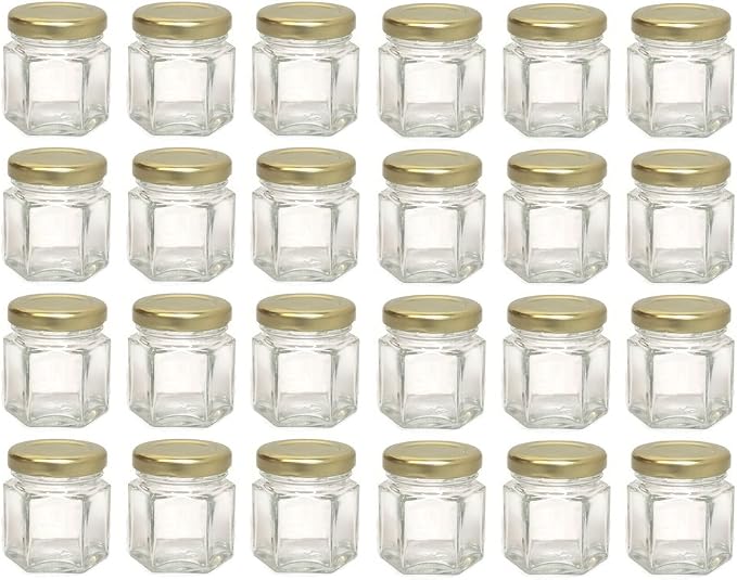 Amazon.com: nicebottles Hexagon Glass Jars, Mini Hex Jars 1.5 Oz - Case ...