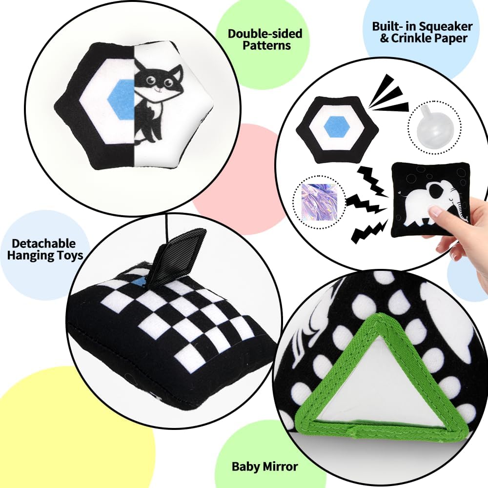 Baby Crib Mobile Black and White High Contrast Musical Baby Mobile for ...