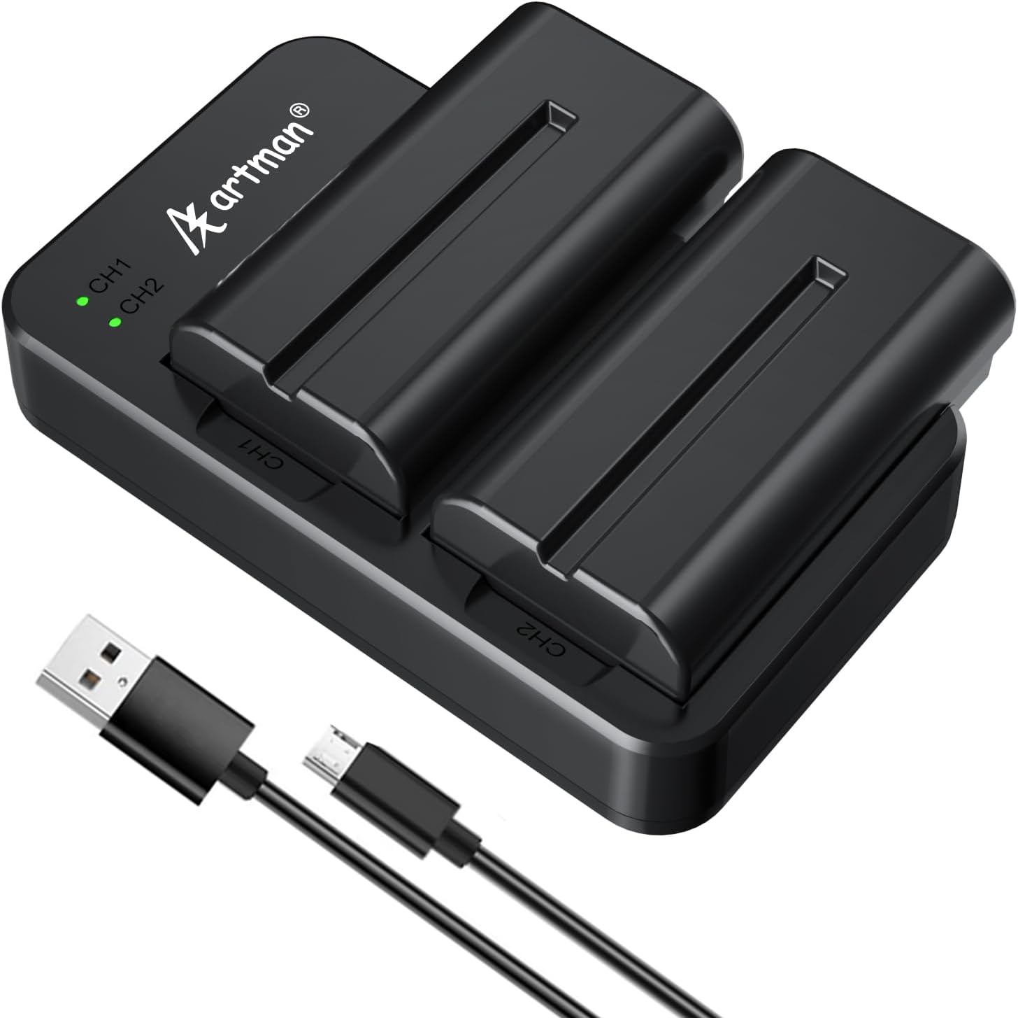 Artman Batería NP-F550 y Cargador Dual USB para Sony NP F550, F570, F530, F330, F970, F960, F750 ...