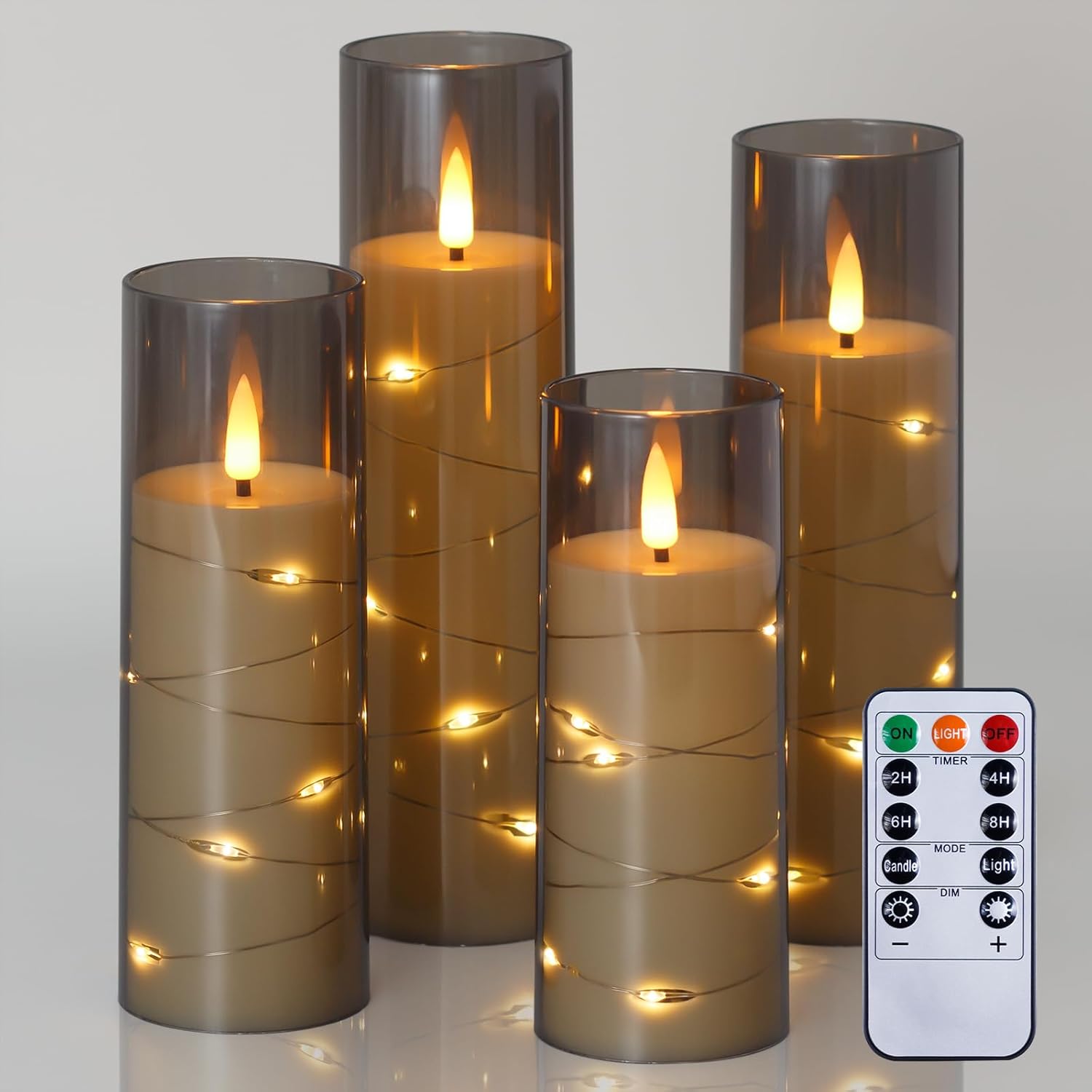 Amazon.com: Wroxipel Flameless Flickering Clear Plastic Candles with 11 ...