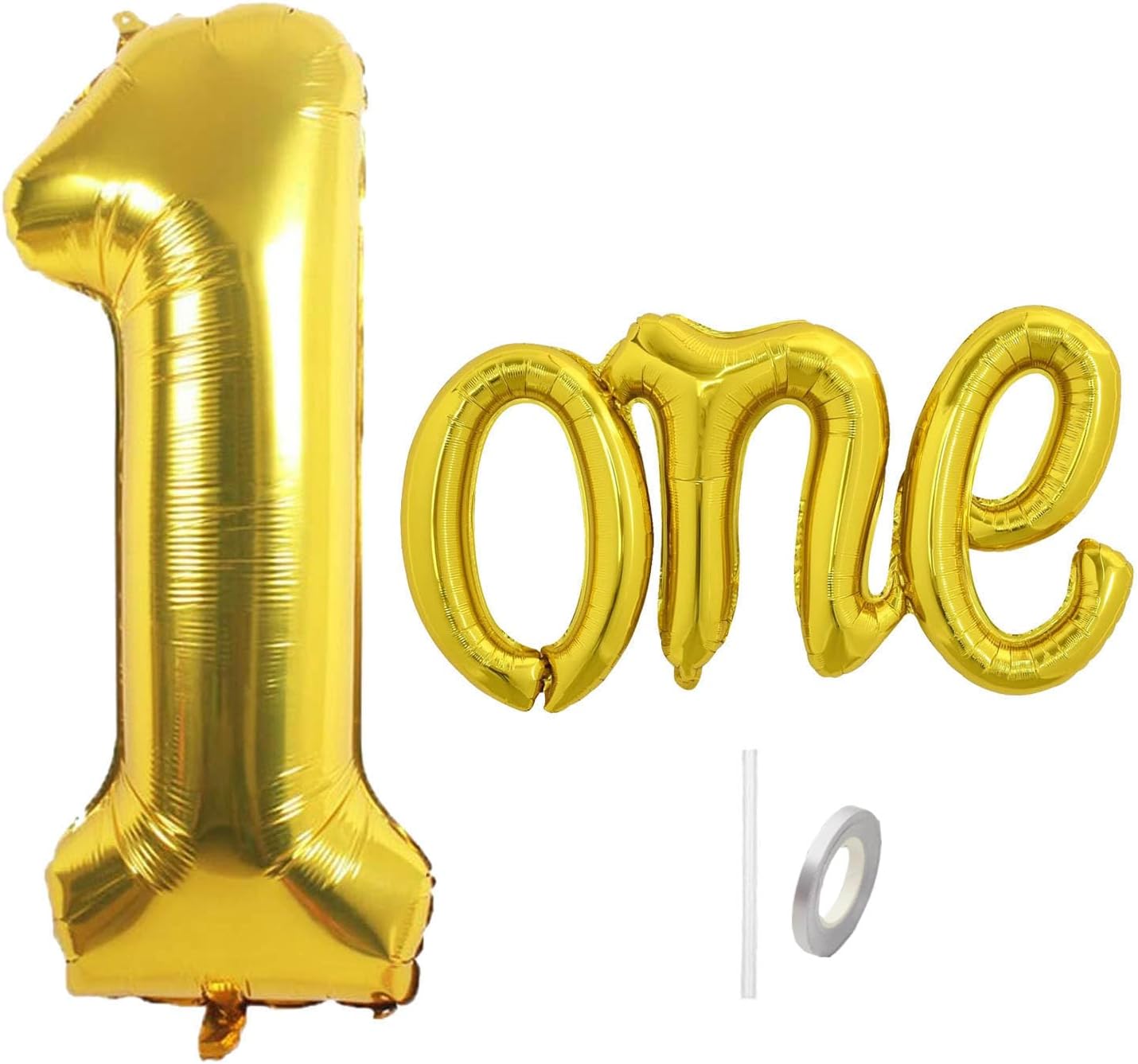 Amazon.com: Gold One Balloons for First Birthday, 40 Inch Big Large ...