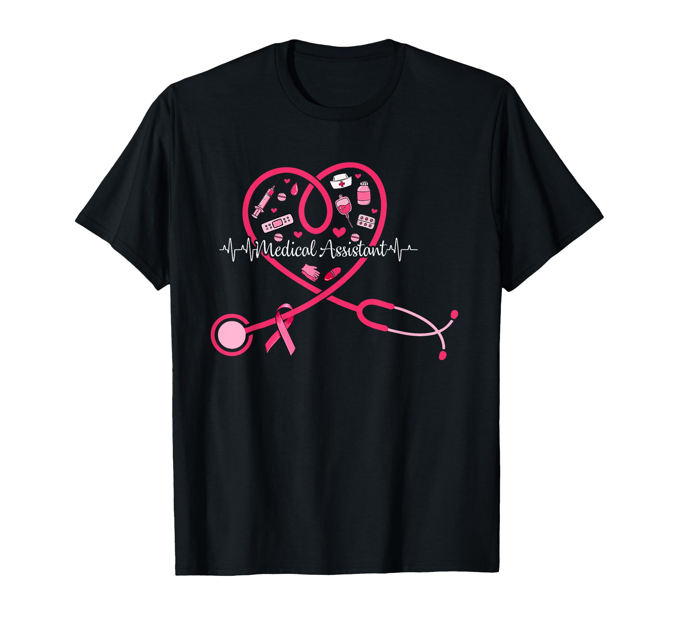 Amazon.com: Medical Assistant Pink Stethoscope Heart Pink Breast Cancer ...
