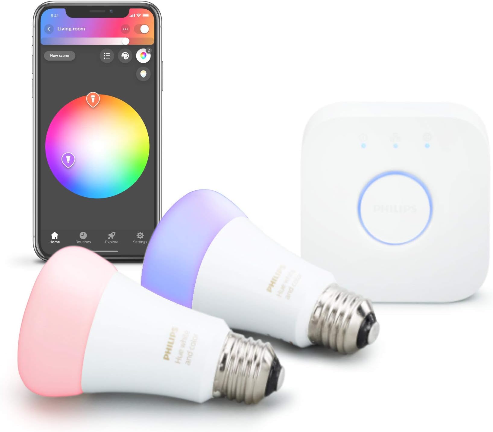 Amazon.com: Philips Hue 2-Pack Premium Smart Light Starter Kit, 16 ...