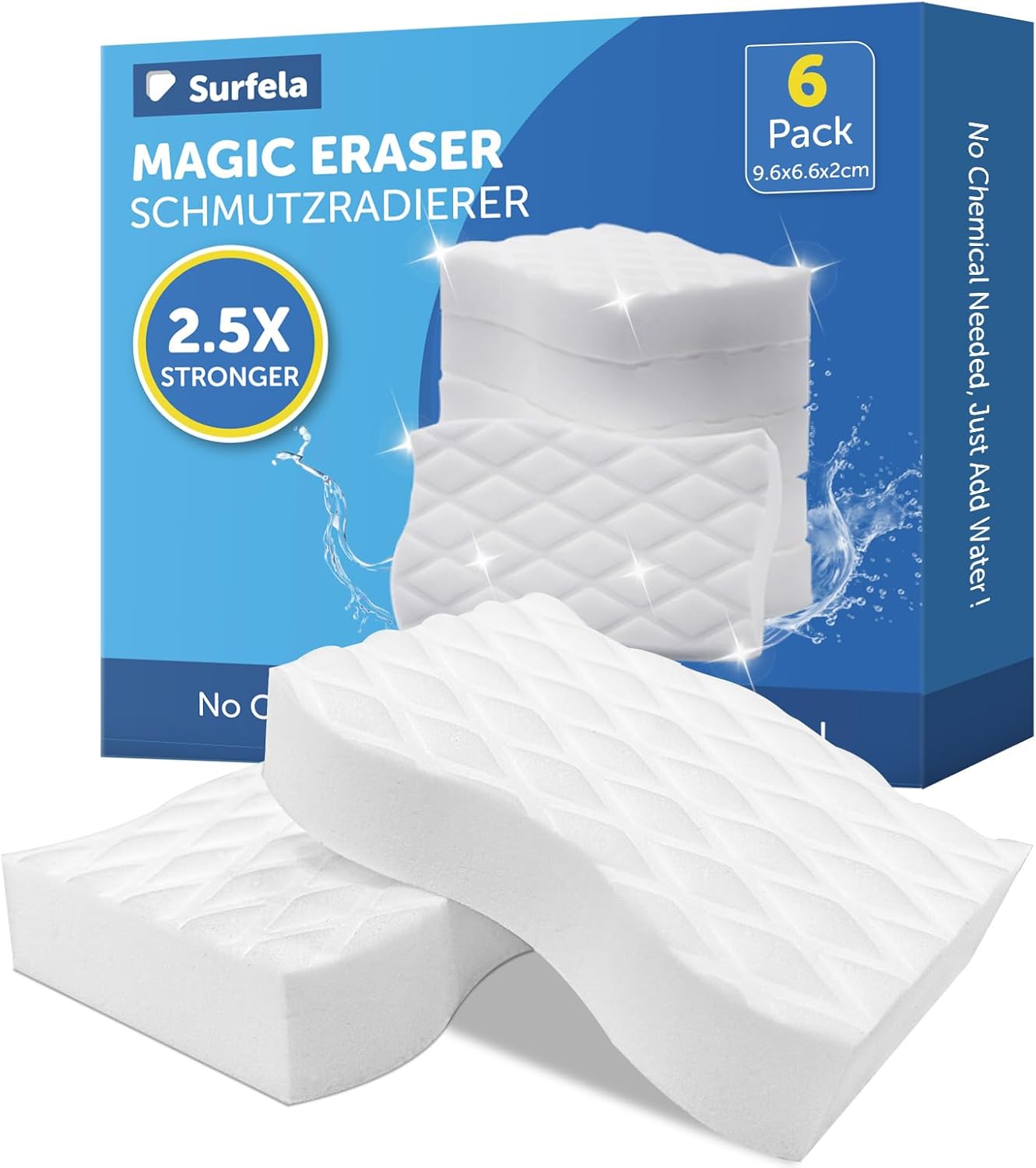 Surfela 6 Pack Magic Eraser Sponge for Walls - 9.6×6.6×2cm, White Magic ...
