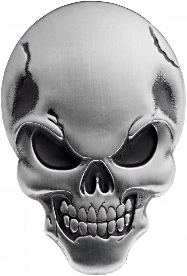 Amazon.com: Hithop Black Motorcycle Skull Bone Emblem Metal Decal 3D ...