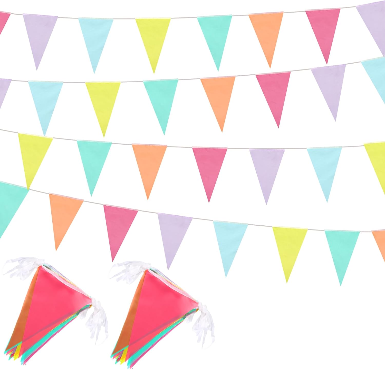 Amazon.com: Preboun 164 Feet Pastel Pennant Banner Bunting Pennant ...