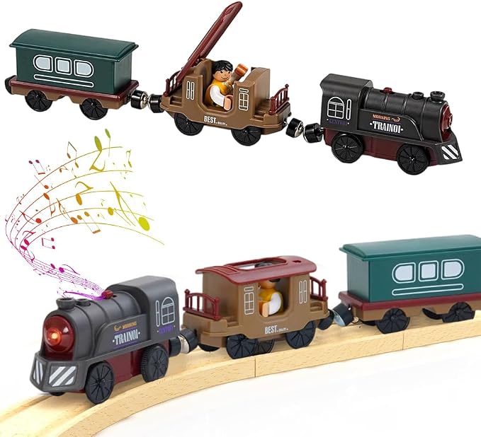 Battery Operated Locomotive Train, Motorized Train for Wooden Track ...