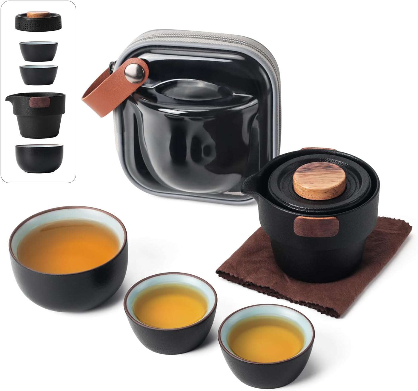 Amazon.com | Breleidy Portable Teapot Set, Portable Kung Fu Tea Set ...