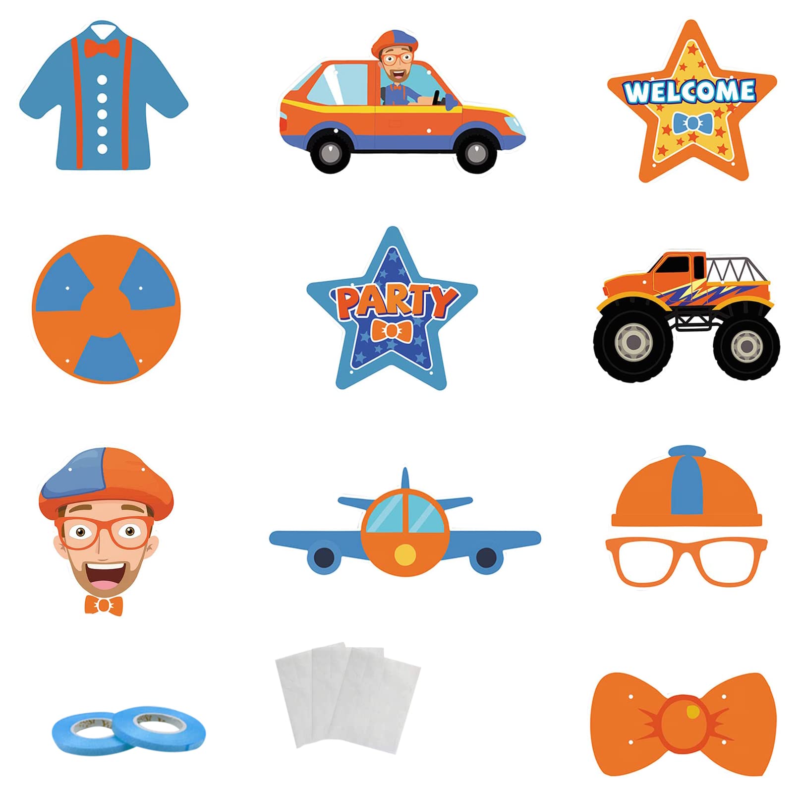 Joy Express Blippi Birthday Party Supplies Party Porch Sign Banner ...