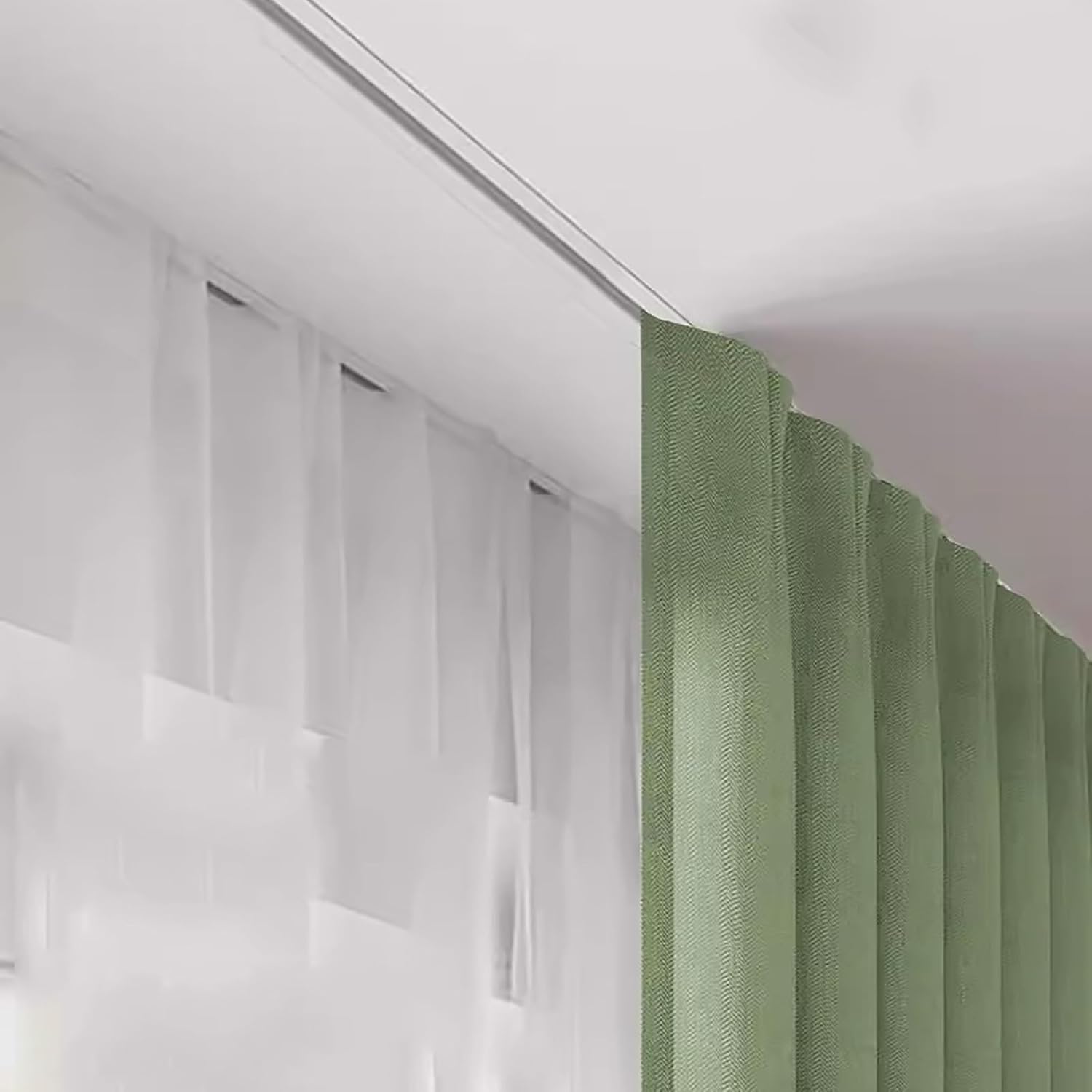 Recessed Ceiling Curtain Track - White Aluminum Hidden Design Room ...
